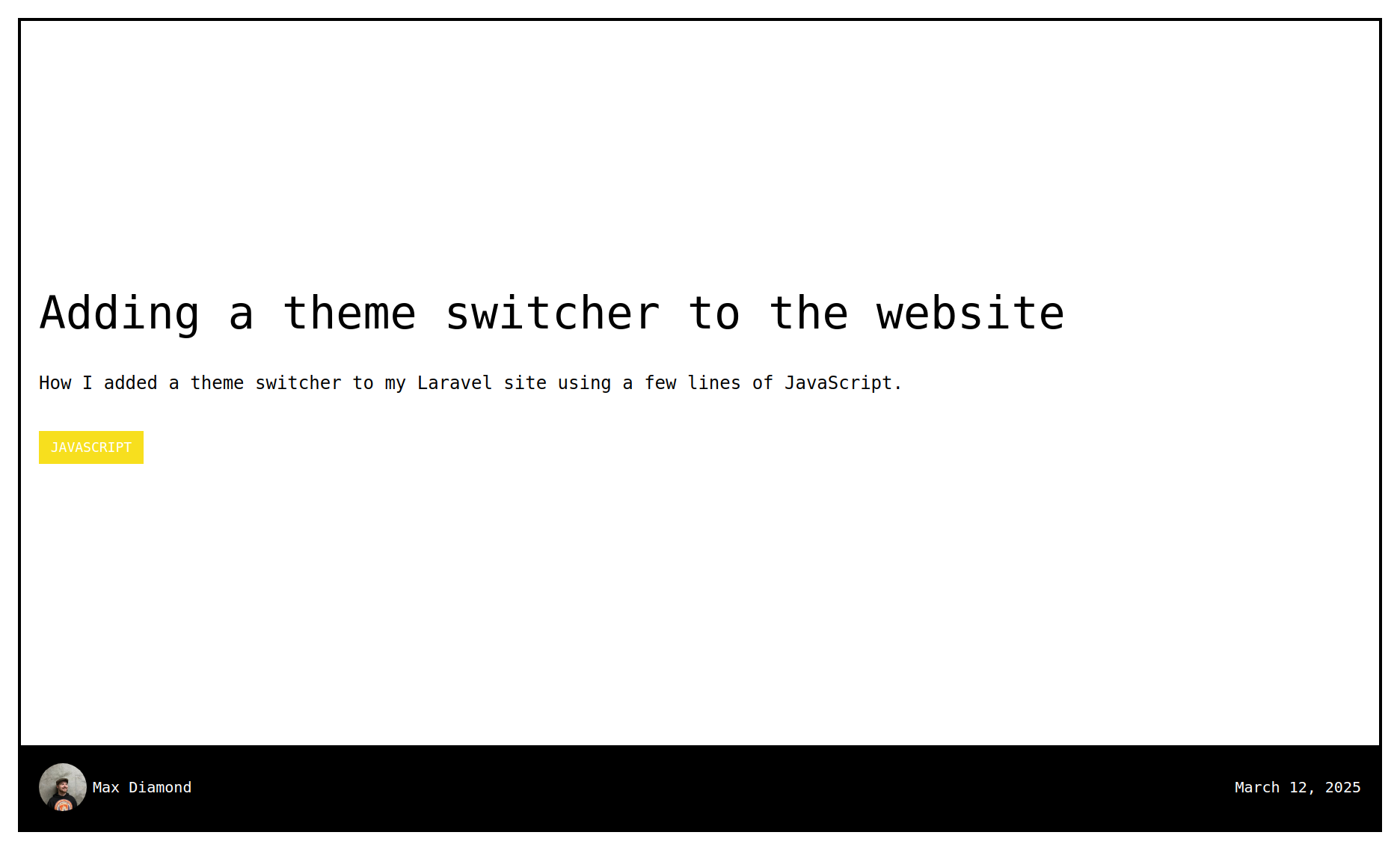 Adding a theme switcher to the website | Max Diamond - Software Engineer