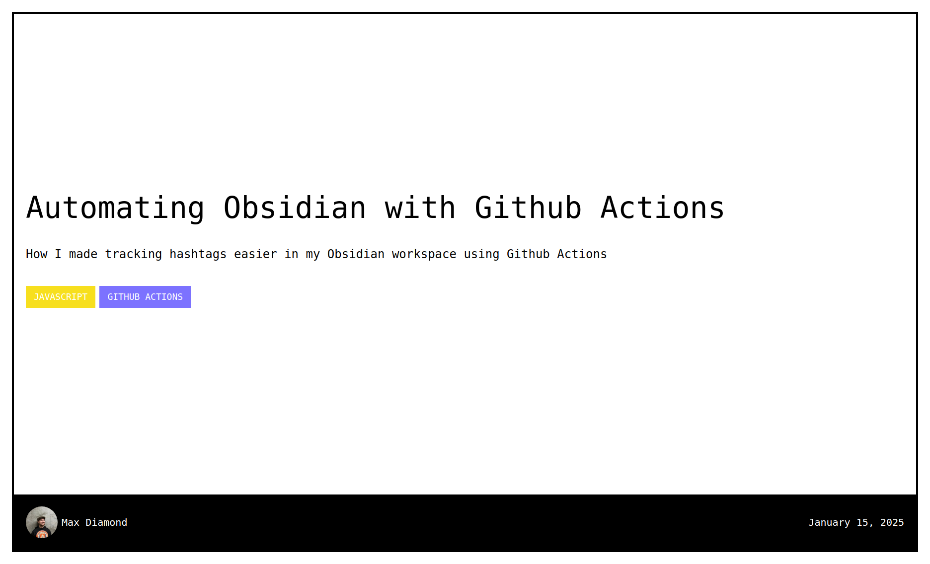 Automating Obsidian With Github Actions Max Diamond Software Engineer